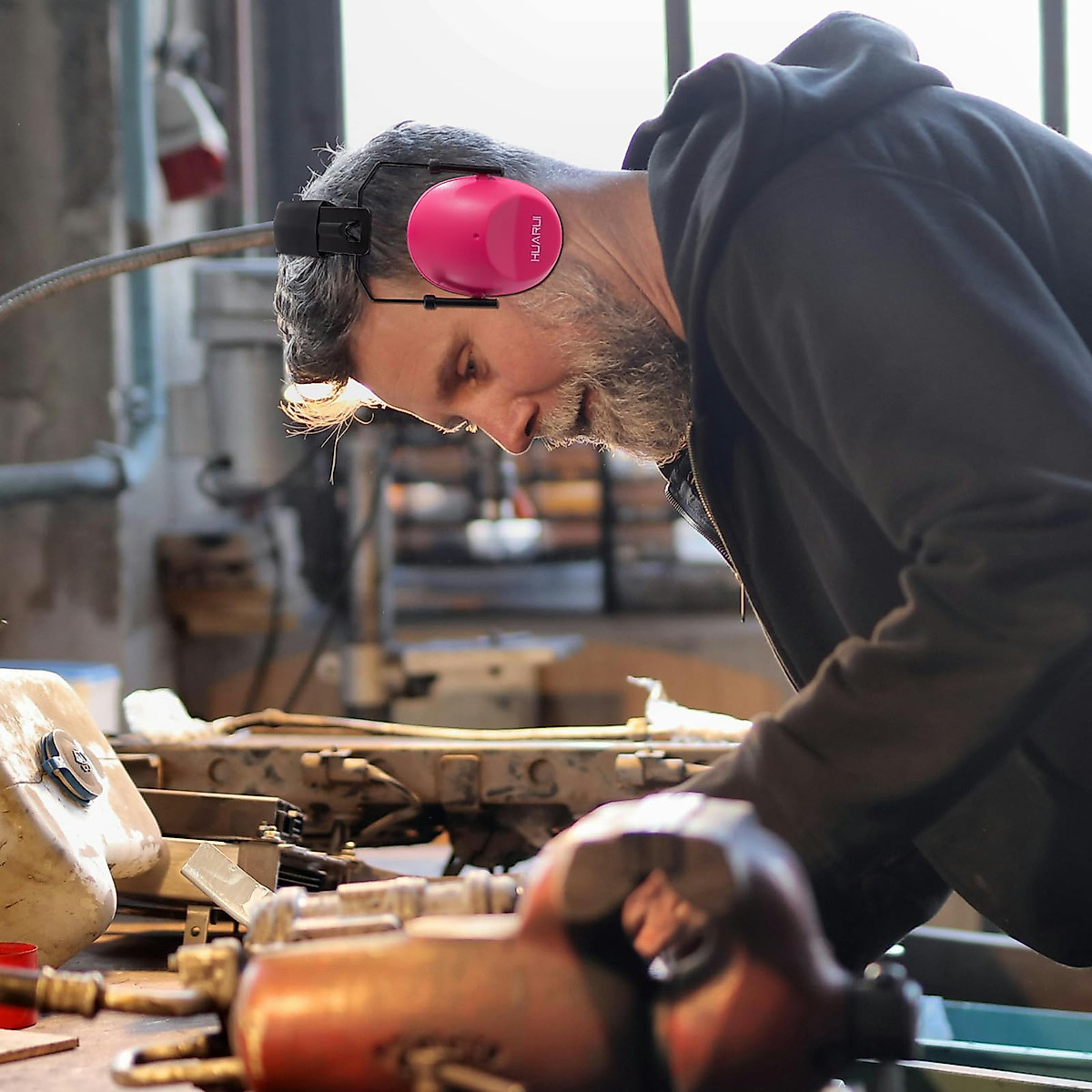 HUARUI Noise Cancelling Ear Muffs, Ear Protection Safety Earmuffs for Shooting, Noise Reduction for Adults Kids Autism Hearing Protection (Pink)