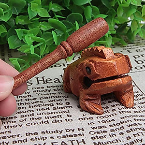 Acxico 1Pcs Thailand Craft Wooden Lucky Frog Croaking Musical Instrument Home Office Decor