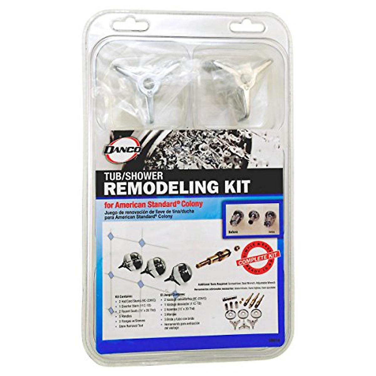 DANCO Bathtub and Shower 3-Handle Remodel/Rebuild Trim Kit for American Standard Colony Faucets | Cross-Arm Handle | 9C-23H, 9C-23C, 11C-1D | Chrome (39614)