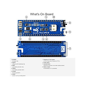 UPS Module B for Raspberry Pi Pico Board Uninterruptible Power Supply UPS HAT Power Management Expansion Board 5V,Monitoring Battery Operating Status via I2C Bus