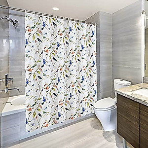 VOGOL Farmhouse Shower Curtains for Bathroom, One Panel Blue Birds Waterproof Modern Shower Curtain with Hooks, 72 x 84 Inch