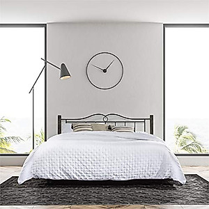 Hillsdale Dumont Metal King Headboard with Double Arched Scroll Design and Wood Posts with Frame, Textured Black