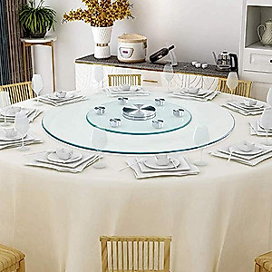 MANG Large Tempered Glass Lazy Susan Round Rotating Turntable Tray Kitchen Dining Table Serving Plate For Family/Birthday Parties, Chinese Restaurant