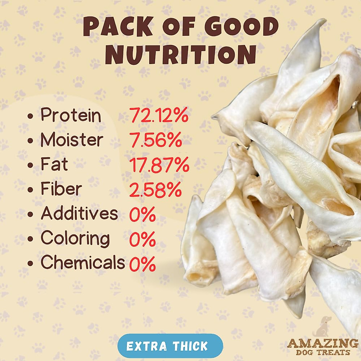 Amazing Dog Treats - Lamb Ears (15 Pcs/Pack) - Natural Dog Chews -Rawhide Alternative - Premium Choice Cut Lamb Ear Dog Bones - Excellent Dog and Puppy Chews - Grain Free Treats for Dog