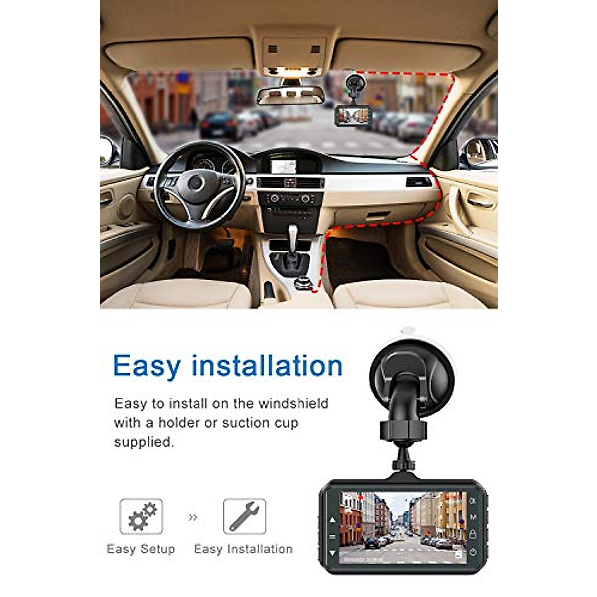 Dash Cam for Cars 1080P FHD 2022 Car Dash Camera for Cars CHORTAU 3 inch Dashcam with Night Vision,170°Wide Angle, Parking Monitor, Loop Recording, G-Sensor
