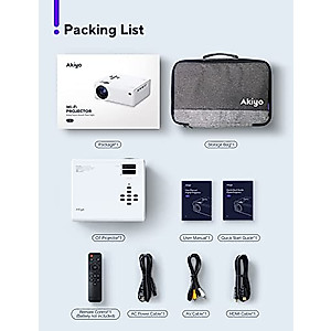 Native 1080P WiFi Projector, AKIYO 300'' Max iOS & Android Wireless Connection Phone Projector, Portable Video Home Outdoor Movie Projector, Support HDMI, TV Stick, USB, PS5, Carrying Case Included