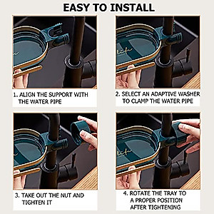 HPDEAR Faucet Sponge Holder with Towel Bar, Holder Sink Caddy Organizer for Kitchen, Hanging Faucet Drainer Rack for Bathroom  (Black)