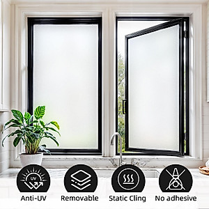 DIFIT Window Privacy Film, Frosted Glass Window Film, Static Cling Window Film, Window Sticker Privacy, Opaque Vinyl Window Film for Glass Door Bathroom Office Living Room (11.8X78.7 inches)