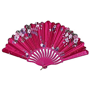 Hand Fan Folding Fan,Hand-held Fan,Wedding Folding Fan Chinese Style Dance Wedding Party Lace Silk Folding Hand Flower Fan Fans Hand Paper Folding Props Vintage Style