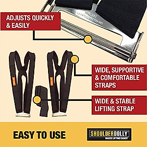 Shoulder Dolly Moving Straps - Lifting Strap for 2 Movers - Move, Lift, Carry, And Secure Furniture, Appliances, Heavy, Bulky Objects Safely, Efficiently, More Easily Like The Pros - Essential Moving Supplies - LD1000