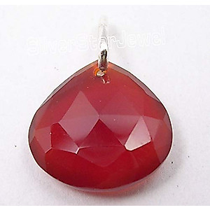 SilverStarJewel 925 Solid Sterling Silver Red Cut Carnelian tcw 8.8 Pendant 0.8"