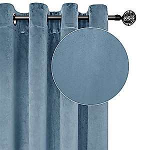 SMILETIME Sky Blue 96 in Long Velvet Curtains with Grommet, Thermal Insulated Super Soft Privacy Noise Reducing Light Blocking Velvet Curtains for Living Room, 2 Panels, Each 52 x 96 inches Long