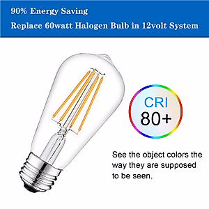 12V Edison Bulb 6W E26 12V LED Bulb 3000K 60W Equivalent, AC/DC 12V 24V Low Voltage LED Light Bulb for RV Camper Marine, Off Grid Cabin, 4 Pack