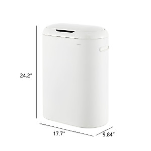 happimess HPM1016C Robo Kitchen 13.2-Gallon Slim Oval Motion Sensor Touchless Trash Can with Touch Mode, Fingerprint Resistant, Modern, Minimalistic for Home, Kitchen, Office, Bathroom, Cotton White