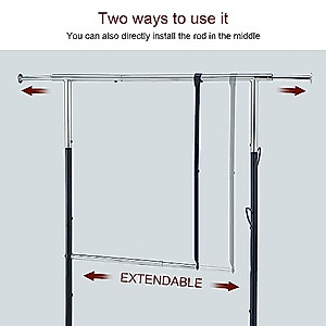 Tajsoon Clothes Rack,Heavy Duty Double Rods Clothes Hanging Rack,Commercial Clothing Storage Display,Adjustable Standard Rolling Garment Rack With Wheels,Clothing Rack,Chrome