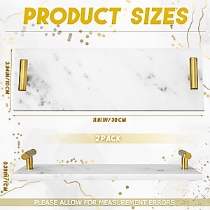 Tioncy 2 Pcs Marble Guest Towel Holder Tray for Bathroom Napkin Holder White Marble Vanity Tray Marble Tray for Kitchen Paper Disposable Hand Towel Holder for Dessert Jewelry Perfume Storage Organizer