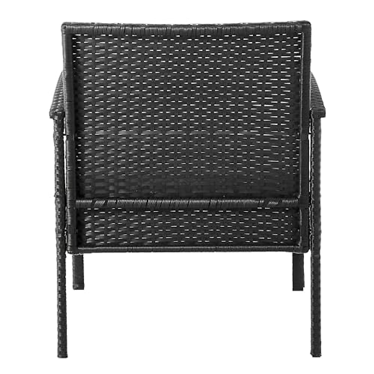 Manhattan Comfort Noli Steel Rattan 3-Piece Patio Conversation Set with Cushions, Cream