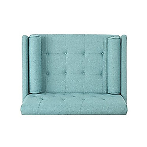 Christopher Knight Home Nour Fabric Mid-Century Modern Club Chair, Blue, Natural