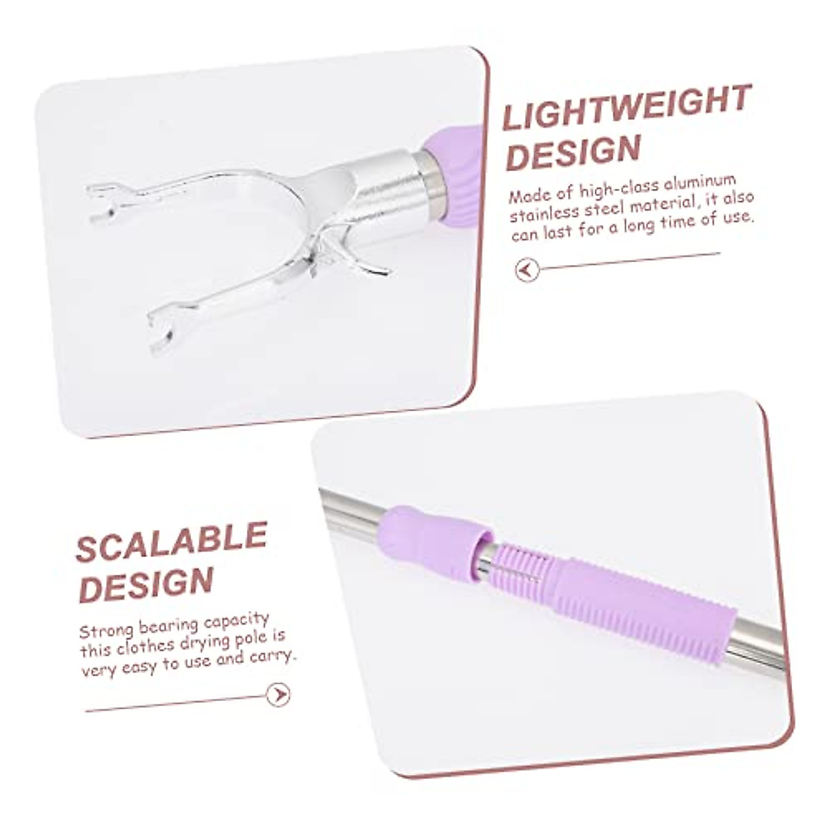 Yardenfun Stainless Steel Telescopic Rod Adjustable Hitch Stainless Steel s Hooks Household Tools Clothes Drying Fork Closet Grabber Clothes Hanger Hook Pole Clothes Reach Rod Clothes Rod