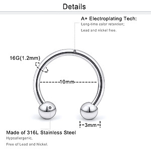 Dyknasz 14G Twisted Spiral Lip Rings Hoops Surgical Steel Snake Bite Piercing Jewelry C-Shaped Labret Jewelry Cartilage Helix Tragus Earring for Women Men