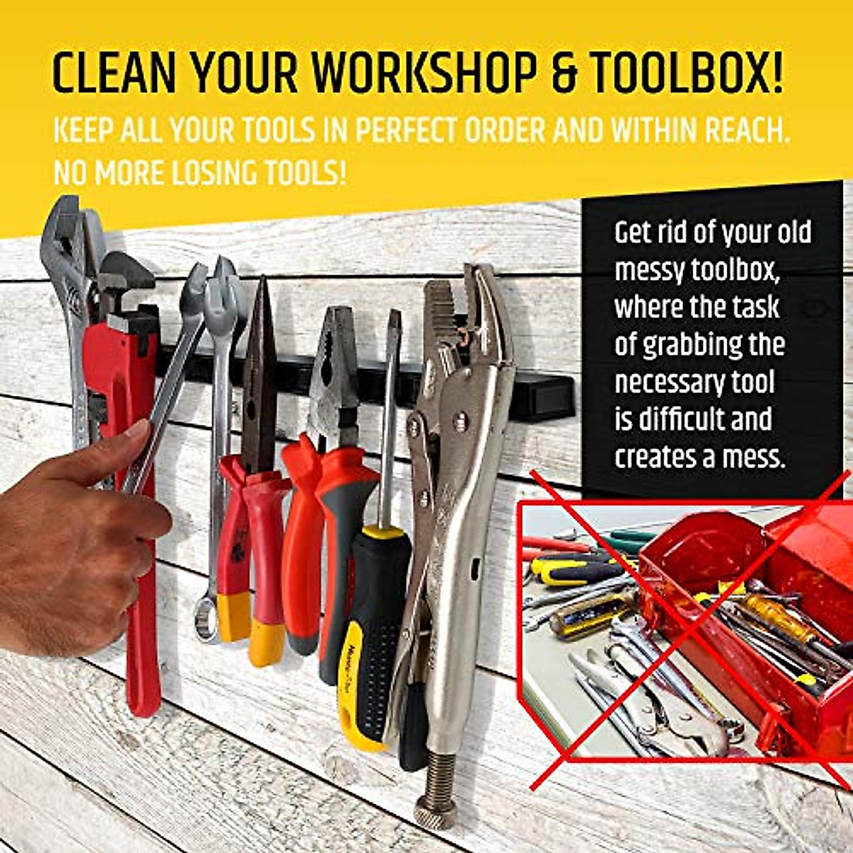 17" Heavy-Duty Magnetic Tool Holder (Upgraded Version) - Extremely Powerful Magnetic Pull Force to Hold Heavy Tools - Professional Space-Saving Magnetic Tool Bar - Metal Tool Organizer Rack/Strip