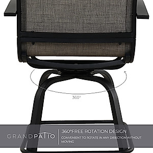 Grand patio 3 Piece Counter Height Patio Bar Set, Modern Round Bar Table and Swivel Bar Stools for Outdoor Kitchen Bistro Small Space Restaurant (Coffee, 3PC)