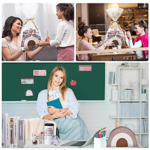 Zopeal Teacher Appreciation Gift Set 9 in 1 Teacher Birthday Favor Thank You Woven Basket Tumbler Thank You Gifts for Man Woman Valentines Mothers Day(White)