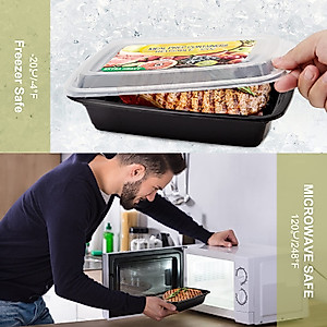 Ezalia 50 Pack- Meal Prep Containers 32oz, Plastic Food Prep Containers with Lids, Leakproof To Go Containers with Lids Reusable, BPA-Free, Microwave/Dishwasher/Freezer Safe