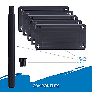 Iceberg ICE20853 Rough N Ready High Density Polyethylene Open Storage System, 36" Width x 74" Height x 18" Depth, 5 Shelves, Platinum