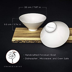 Crane & Lotus Two Sets of 32 oz. Porcelain Ramen Bowls, 2 Chopstick Pairs, and 2 Spoons