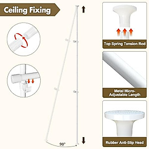 BsBsBest Ceiling Clothes Rack, 4 Tier Adjustable Closet Shelves Free Standing Closet Organizer And Storage Free Ceiling to Floor for Hanging Clothes White