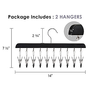 StorageWorks Hat Organizer, Hat Storage for Closet, Hat Racks for Baseball Caps, Set of 2 Cap Organizer with 10 Adjustable Stainless Steel Clips, Fits All Caps, Black