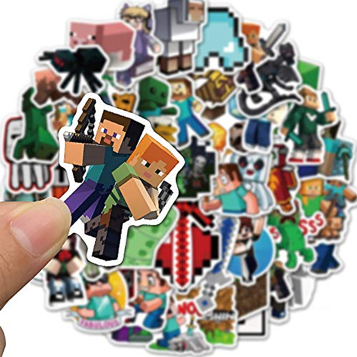 Potota Minecra_ft Stickers| 50 Pack |Vinyl Waterproof Stickers for Laptop,Bumper,Water Bottles,Computer,Phone,Hard hat,Car Stickers and Decals,(Minecra_ft-50)