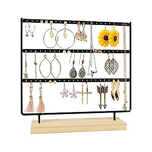 Suneed Earring Holder Organizer Jewelry Display Stands Earring Organizer Stand Jewelry Holder Organizer, Earring & Necklace Jewelry Towel Organizer Display Tree (Black-3Layer)