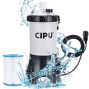 CIPU Portable Cartridge Filter Pump with Pressure Gauge 1500GPH Flow Efficiently for Above Ground Swimming Pools Water Filtration System Built-in 0.25HP Pool Pump CPCF724