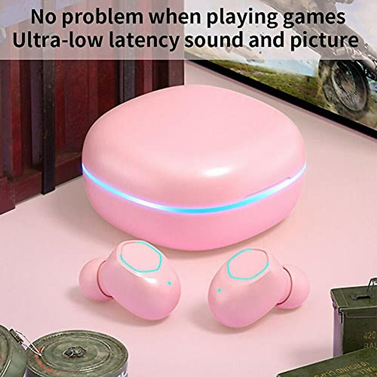 WUBO M13 Mini Wireless Earbuds Bluetooth 5.2 in Ear Headphones Smallest Invisible Built-in Microphone Waterproof Stereo Earphones with Charging Case for Sport, Gaming and Running, Black