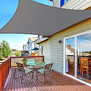 Sun Sail Shades Rectangular Waterproof, Jhua 9.8 x 6.5ft Sun Shade Sail Rectangle 160GSM UV Block Sail Canopy for Patio Backyard Lawn Garden Deck Sand, Outdoor Activities