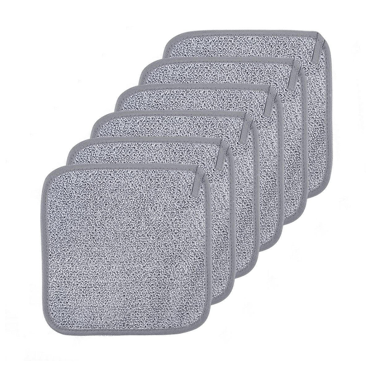Polyte Premium Hypoallergenic Microfiber Makeup Remover and Facial Cleansing Cloth, 8 x 8 in, 6 Pack (Gray)