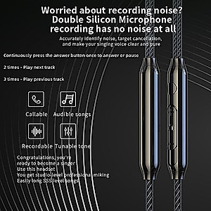 SWLIFL Wired Earbuds in-Ear Headphones with Microphone Volume Control Dual Dynamic Coil Bass Noise Canceling 3.5mm Jack Tangle-Free Cord Noise Isolating Earphones Black