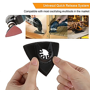 6 Pcs 3-1/8 Inch Power Oscillating Tool Sanding Pads, 80mm Triangle Sanding Pads Universal Quick-Release Multitool Pad for Hook & Loop Sandpaper Fit Dewalt, Dremel, Fein Multimaster, Bosch, Craftsman