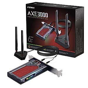 fenvi AX210 WiFi 6E PCI-E WiFi Adapter BT5.2 RGB Gaming 802.11ax ac 160MHz 2.4GHz 5GHz 6GHz Tri-Band 5400Mbps AX210NGW Desktop WiFi Card for PC Windows(Only WiFi 6E Router Antennas Support 6Ghz Band)