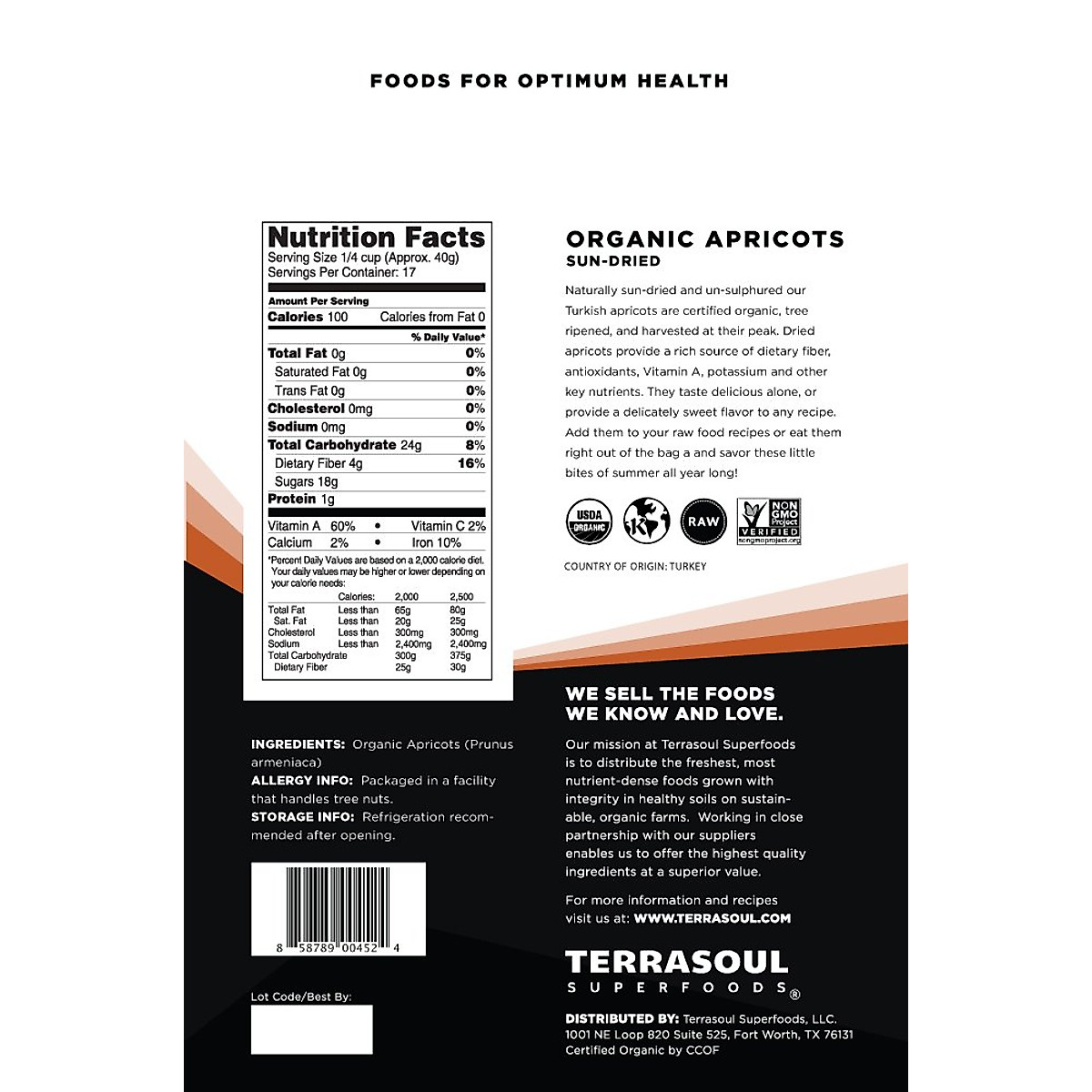 Terrasoul Superfoods Organic Apricots, 2 Lbs, Unsulphured, No-Added Sugar, Sweet and Tangy Delights for Snacking, Baking, and Vibrant Trail Mixes