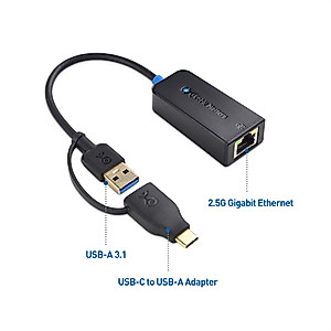 Cable Matters USB C to 2.5 Gigabit Ethernet Adapter, USB to 2.5 Gigabit Ethernet Adapter, Not Compatible with M2 Macs (2.5g Ethernet to USB, 2.5gbps Ethernet Port) -Compatible with Thunderbolt 4 USB 4