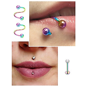 Yaalozei 16G Cartilage Helix Tragus Ear Earrings Stud Set Piercing Jewelry for Women 16 Gauge Stainless Surgical Steel Hypoallergenic Rook Daith Conch Earring Ring Hoop Piercings Jewelry Colorful Men