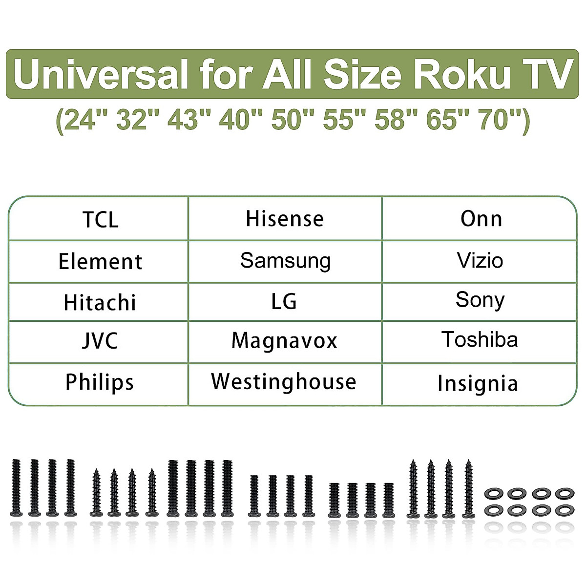 TV Stand Screws and Washers for All TV Stand Legs Screws Kit for TCL Hisense Samsung LG Vizio JVC Onn Sony Toshiba Insignia Westinghouse Philips Sharp Roku TV Legs Universal TV Stand Screws