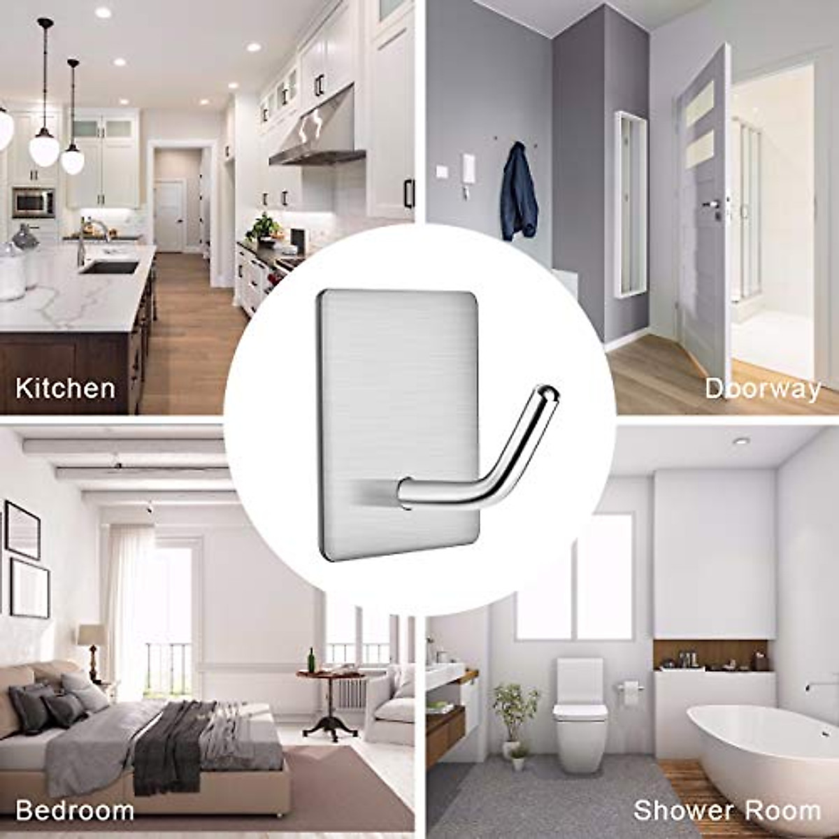 Robe Towel Hooks, SUS 304 Stainless Steel Bathroom Kitchen Hooks, Utility Heavy Duty Wall Hooks Office Hooks, Strong Adhesive Shower Hook, Coat Key Hook Waterproof 5 Pack by APTGAGA