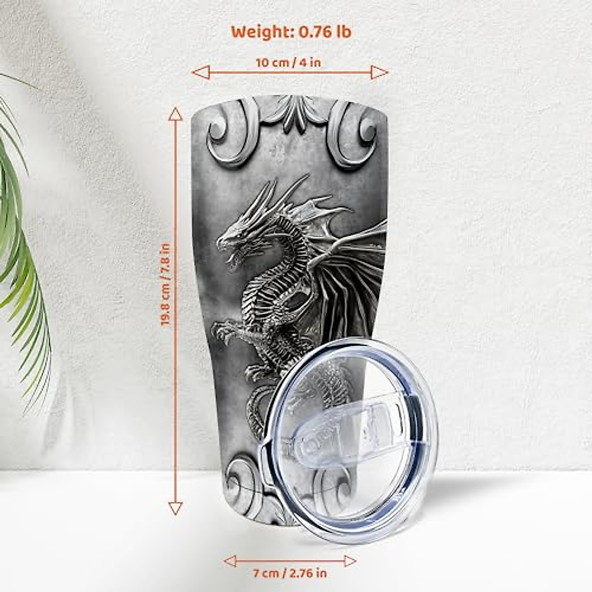 Foxcorner Personalized Dragon 2D Printed 30 oz Tumbler Gifts For Dragon Lovers, Father's Day Viking Gifts for Men, Dad, Boys, Birthday Dragons Gift, Custom Name Insulated Stainless Steel Travel Cup
