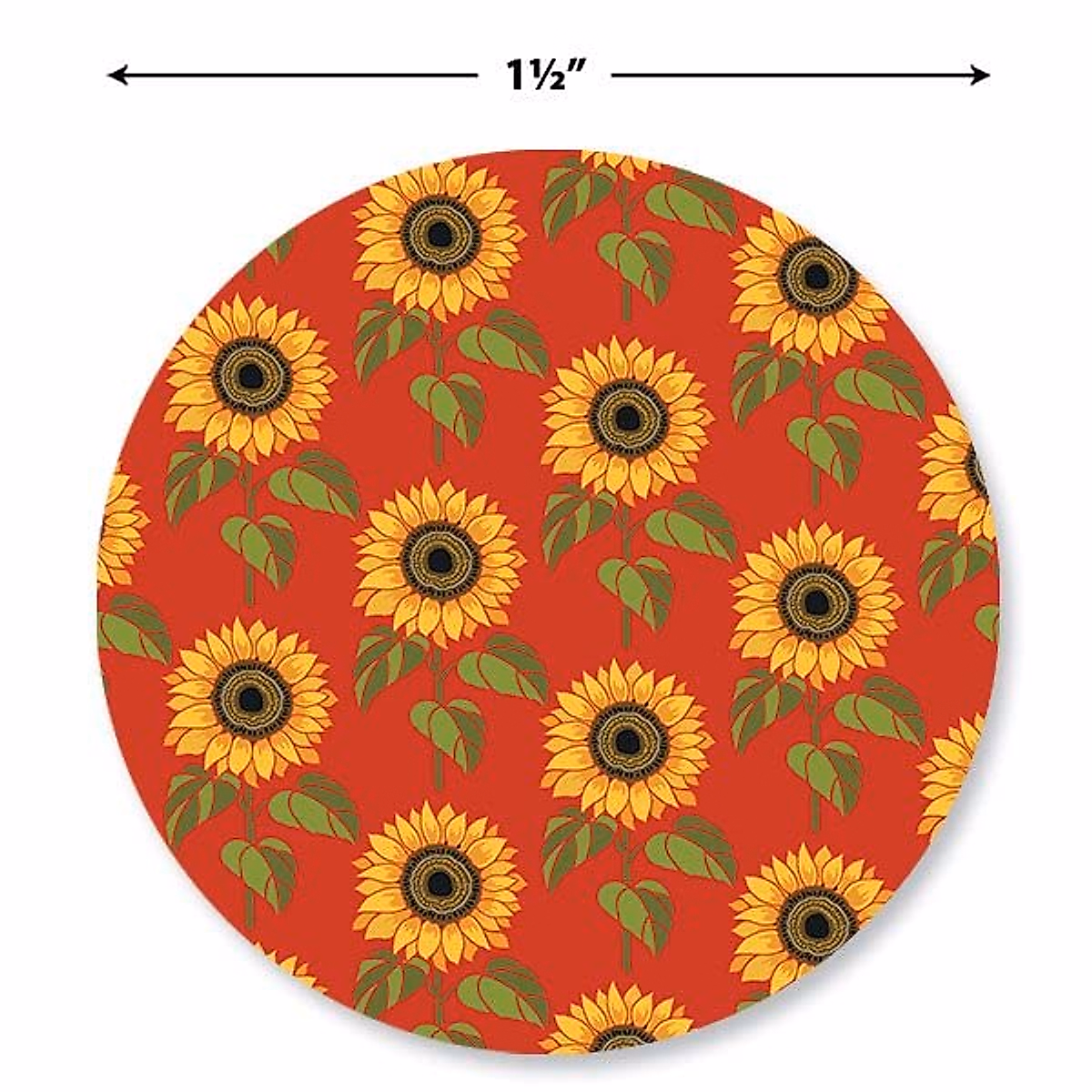 Suzanne Nicoll Sunflower Charm - Set of 144 (4 Designs) 1 ½" Round Self-Adhesive, Flat-Sheet Seals, by Colorful Images