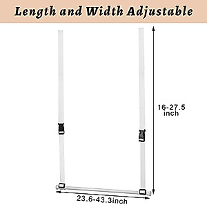 Amyhill 2 Pack Double Hanging Closet Rod Extender Width and Height Adjustable Closet Hanging Rod Extension Organizer Space Saving Clothes Hanging Bar with 4 Pcs Nylon Bands for Closet Clothes Storage