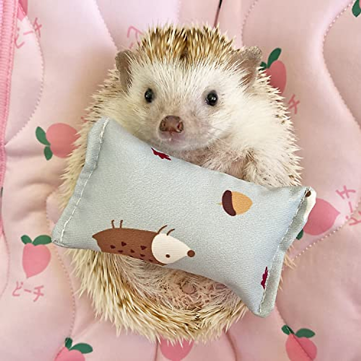 Ymid Select 4 Pcs Hedgehog Mini Pillows Small Animal Toys Habitat Decor Cage Accessories Hedgehog Supplies Photo Props Toy for Ferret ,Rabbit,Bird,Parrot,Mouse,Chinchilla, Rat,Gerbil,Dwarf Hamster